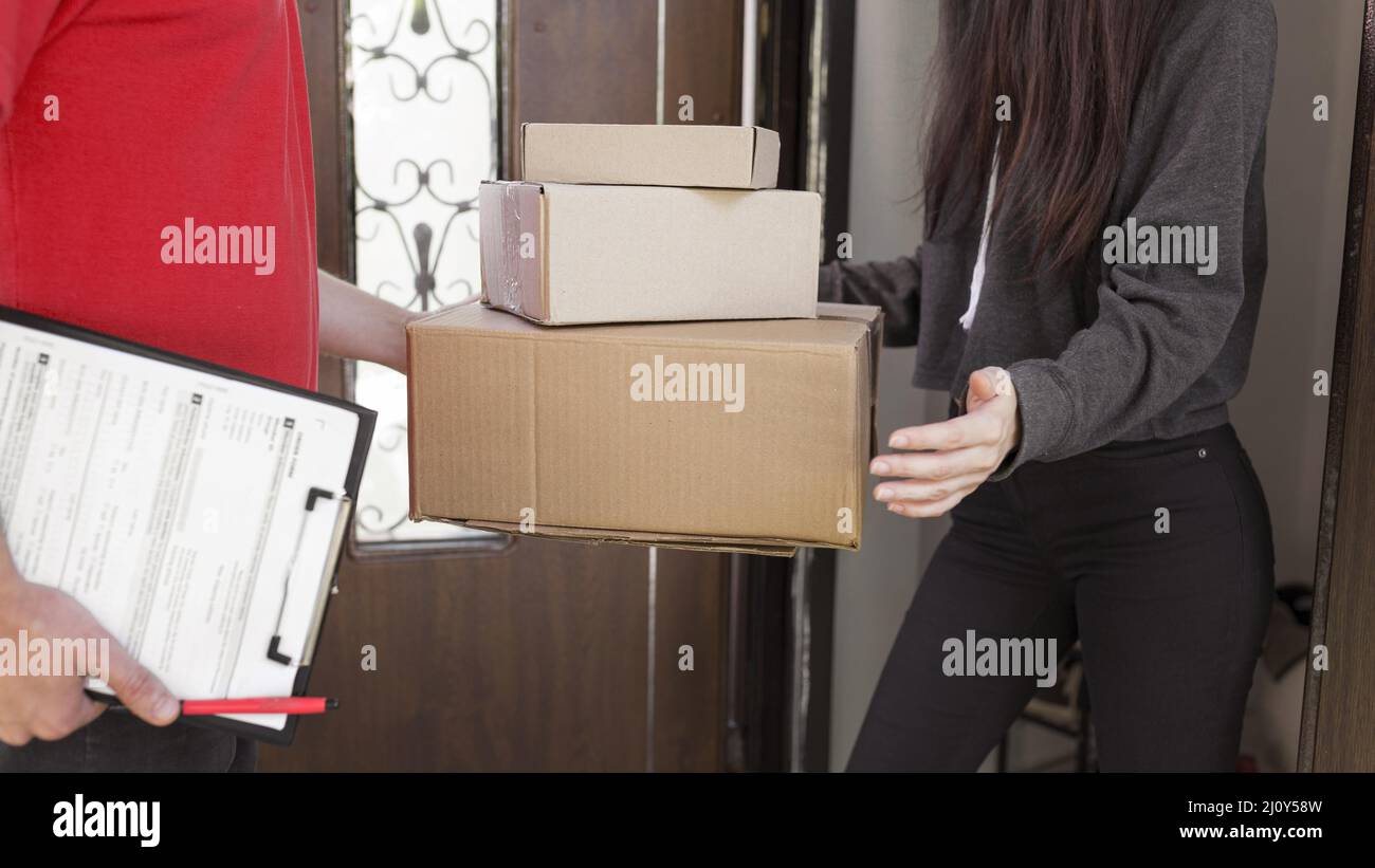Front view delivery man concept. High quality photo Stock Photo - Alamy