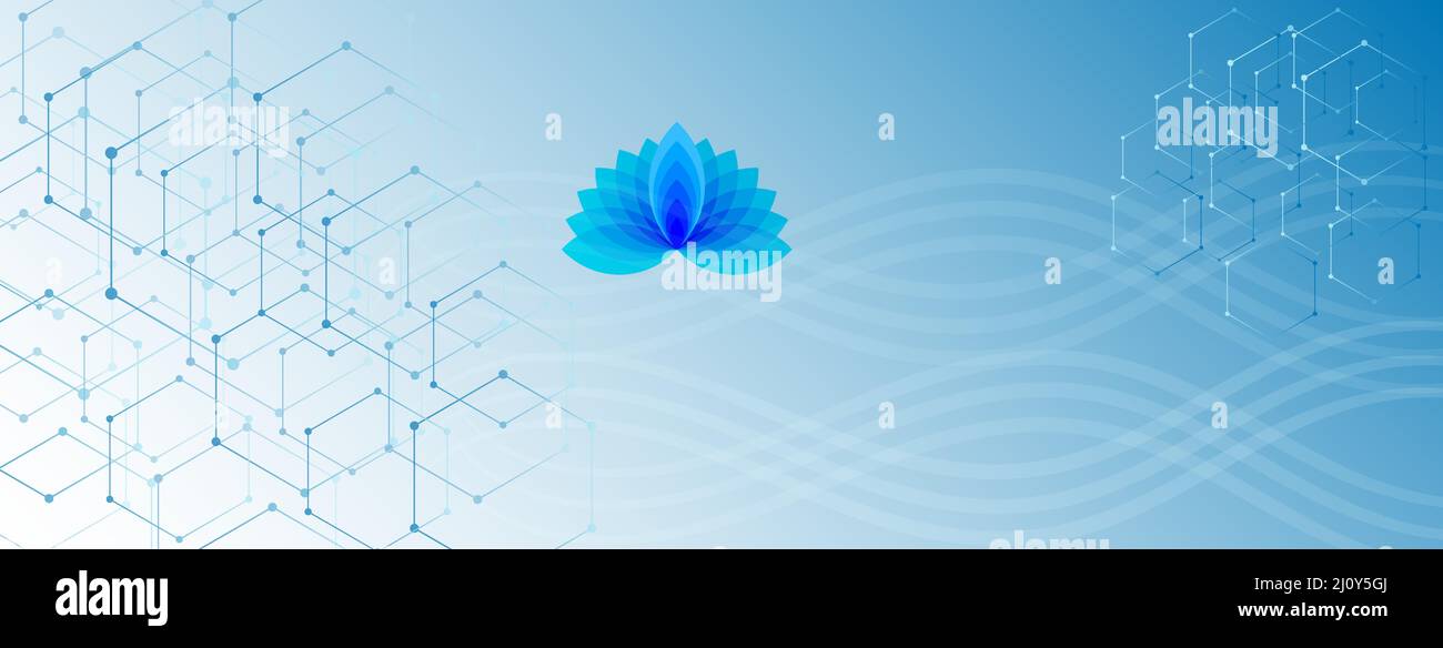 Blue Medical Banner Background With Molecular And Wavy Patterns And A ...