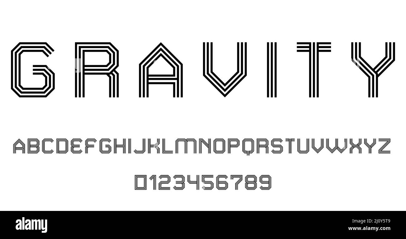 Set of alphabets font letters and numbers modern abstract design with ...