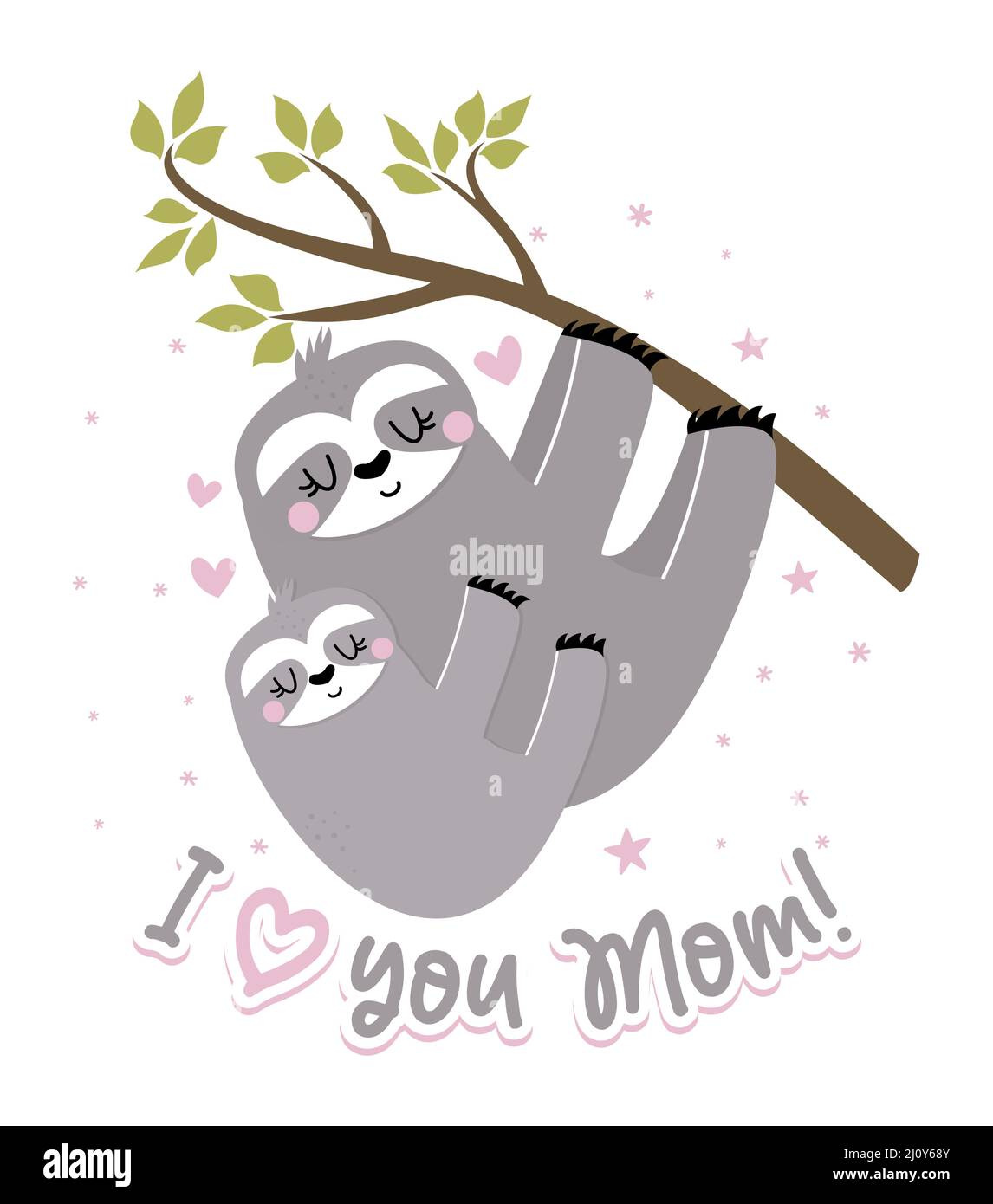 Mother sloth with her baby Stock Vector Images - Alamy