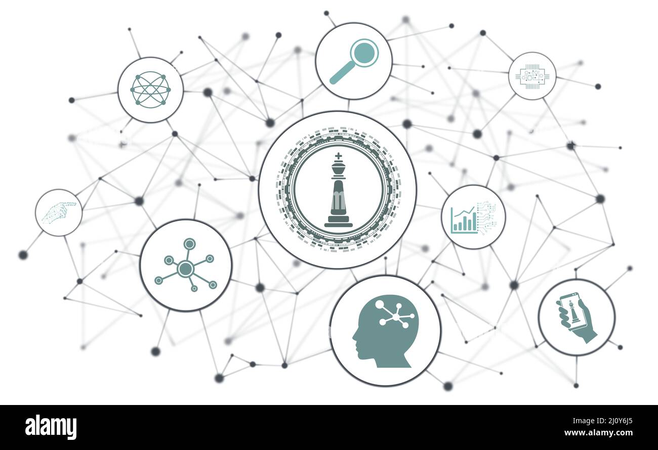 Concept of digital strategy with connected icons Stock Photo - Alamy