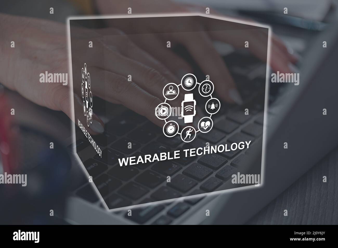 Wearable technology concept illustrated by a picture on background ...