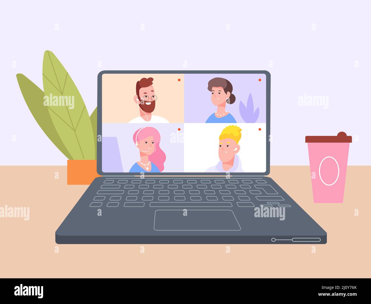 Internet learning team. Online meeting virtual zoom conference in ...