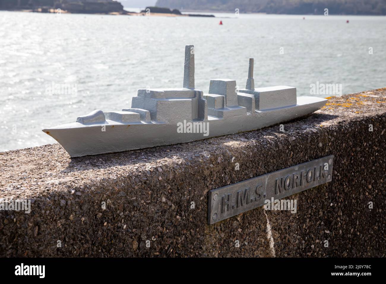 Model of HMS Norfolk on a wall in Plymouth, Devon,UK Stock Photo - Alamy