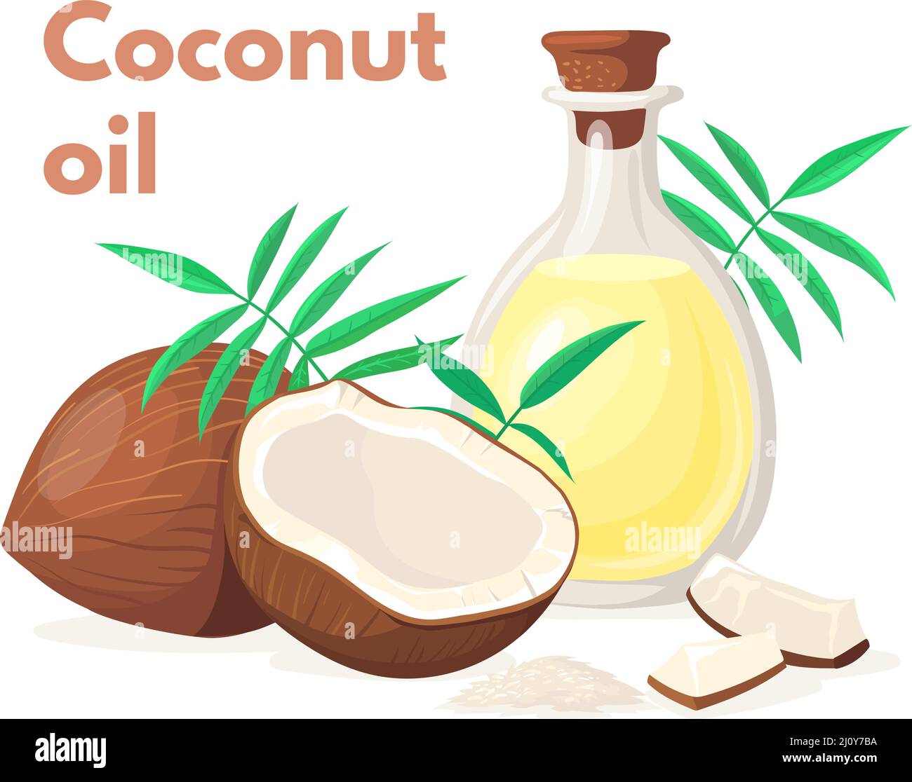 Coconut oil bottle. Cartoon coco nuts drops, beauty natural fruit white ... Coconut oil bottle. Cartoon coco nuts drops, beauty natural fruit white ...