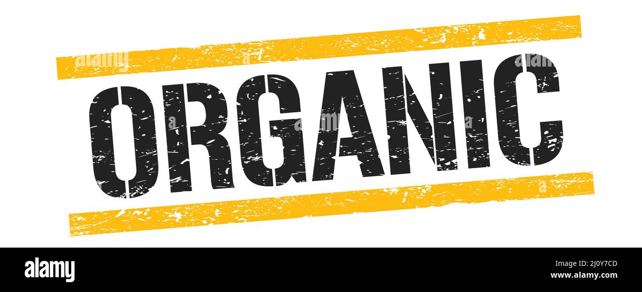 ORGANIC text on black yellow grungy lines stamp sign Stock Photo - Alamy