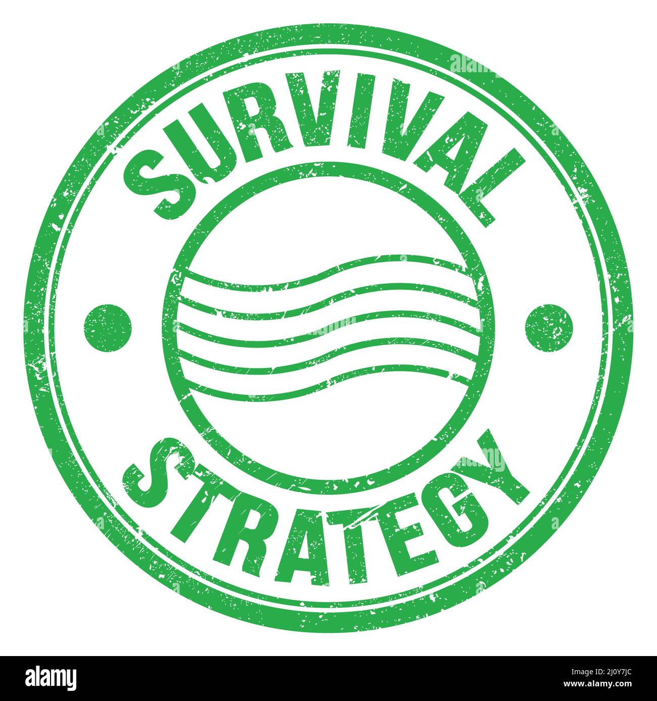 SURVIVAL STRATEGY text written on green round postal stamp sign Stock ...