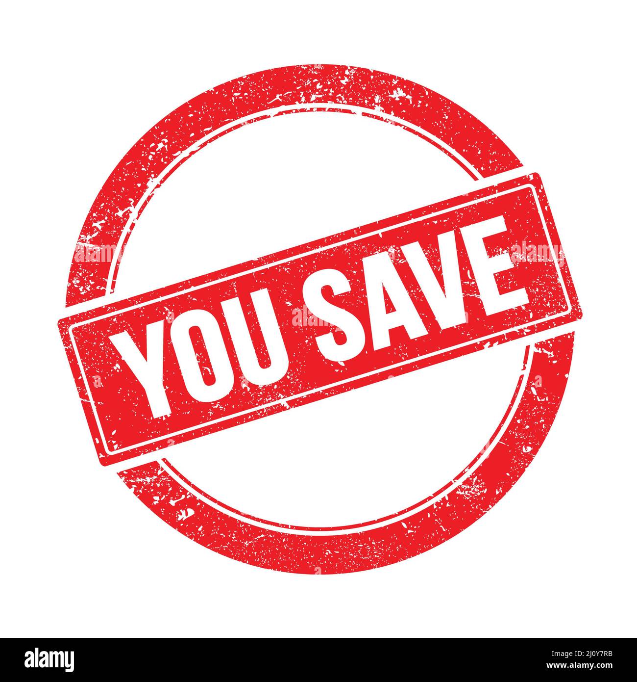 YOU SAVE text on red grungy round vintage stamp Stock Photo - Alamy
