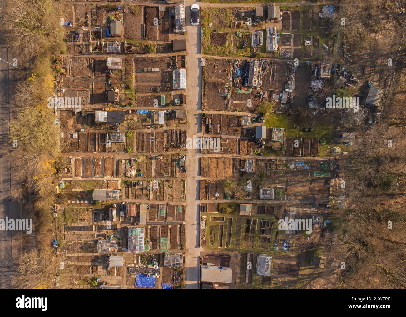 Aerial view of an allotment hi-res stock photography and images - Alamy