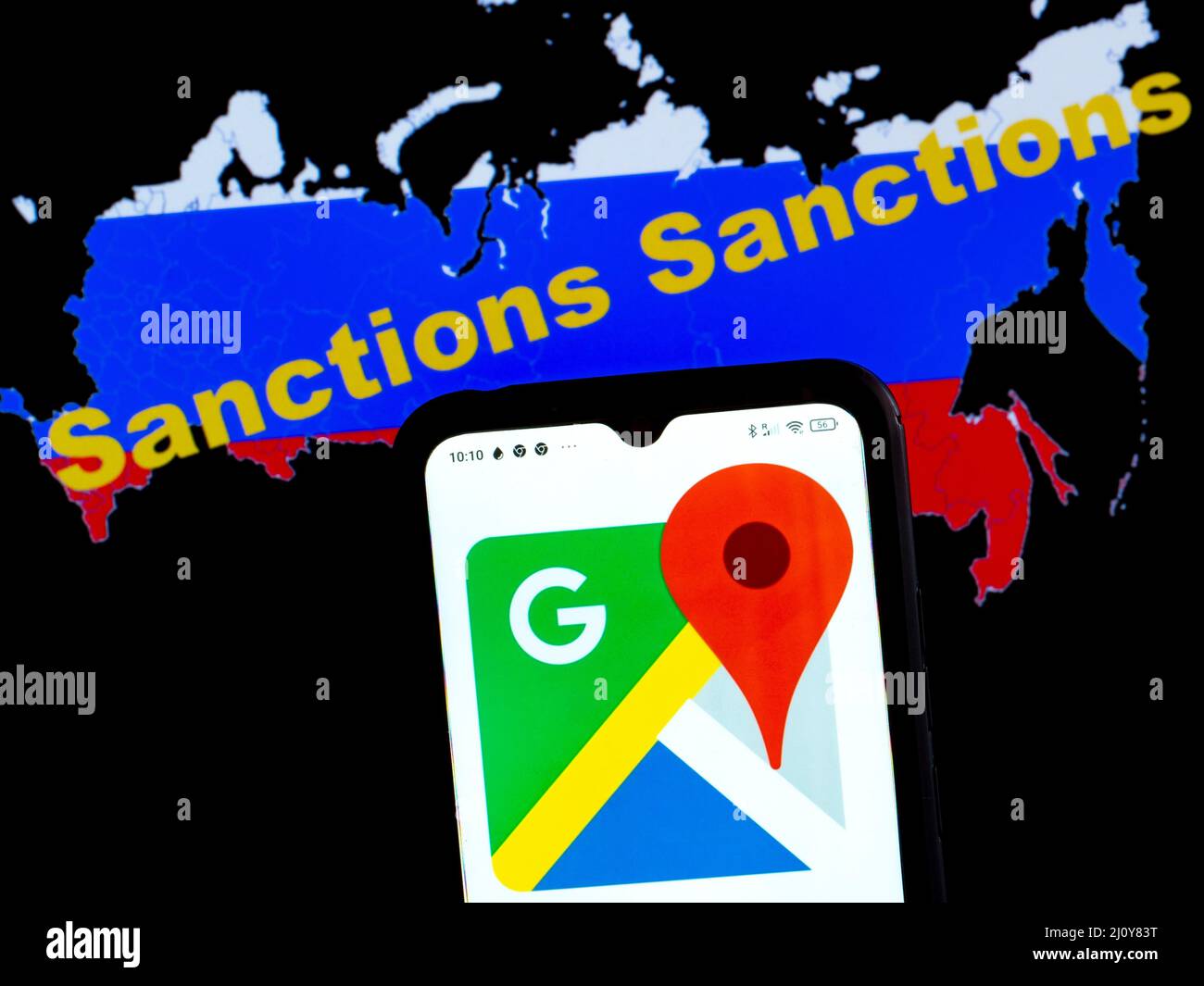 In this photo illustration, the Google Maps logo is displayed on a ...