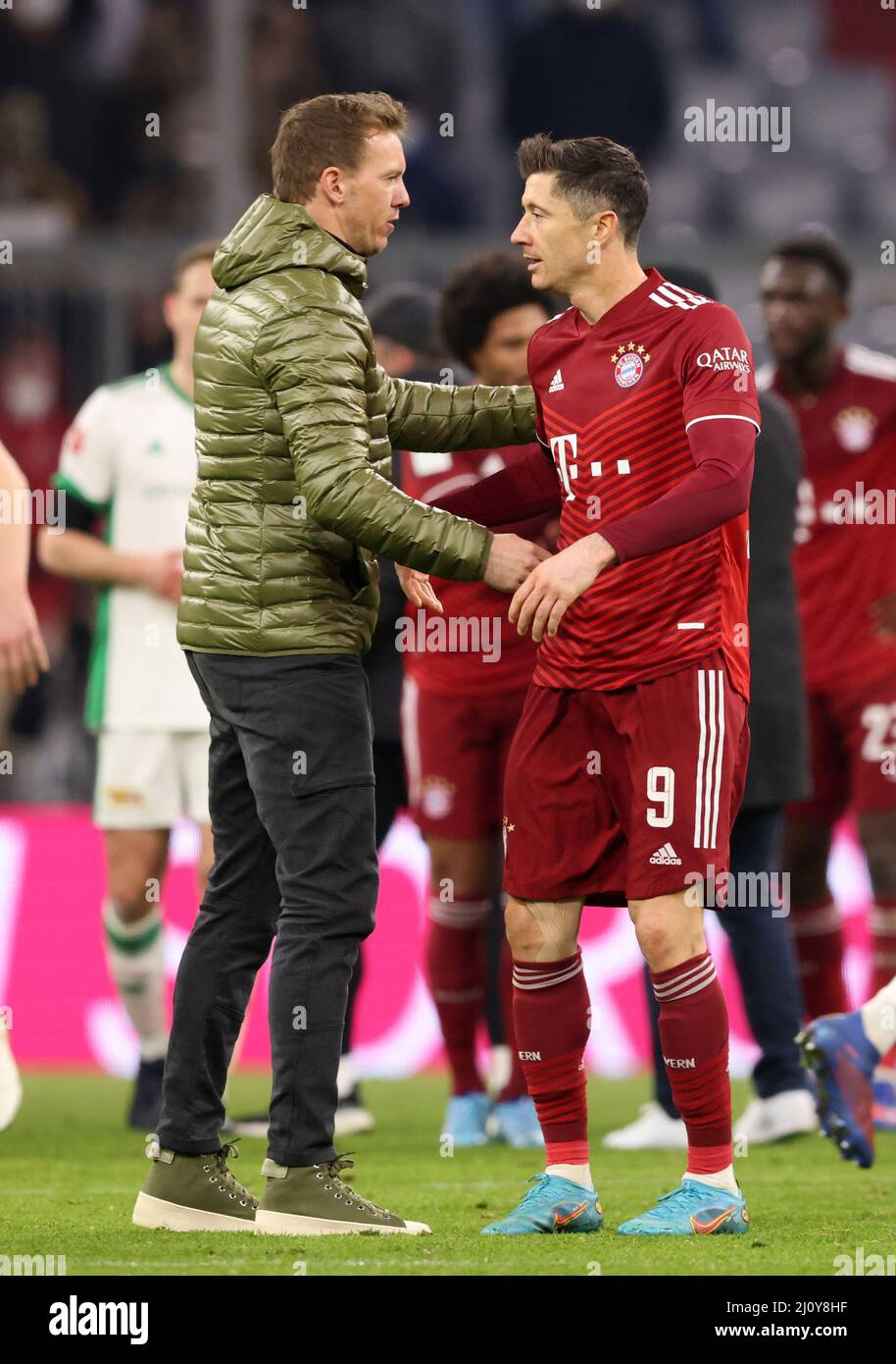 Robert Lewandowski of Bayern Muenchen Coach Julian Nagelsmann of Bayern ...