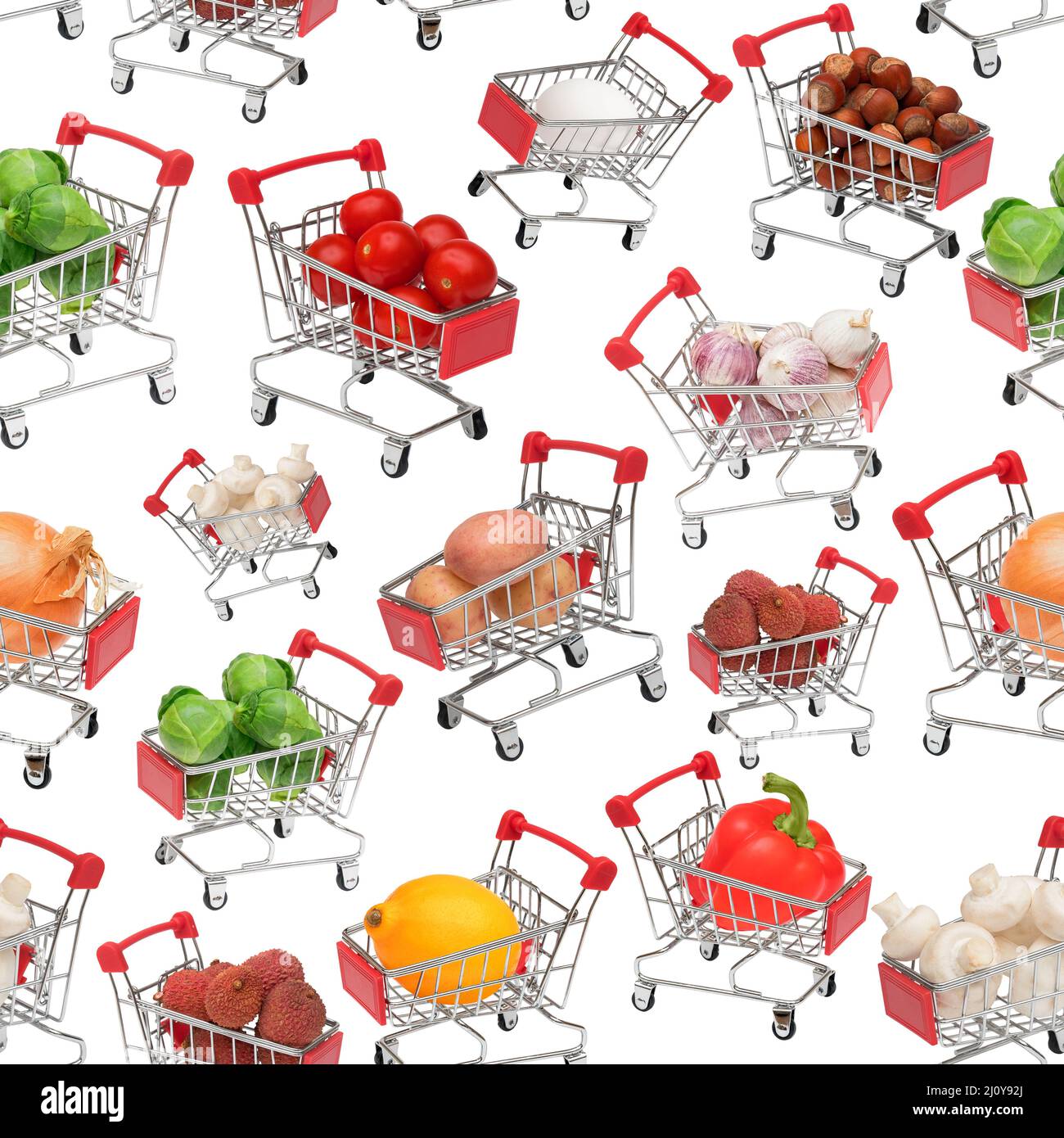 Seamless pattern. Shop trolley for transportation of products Stock ...