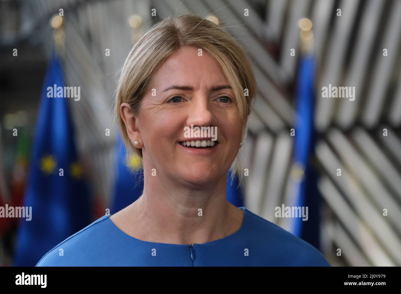 Brussels, Belgium. 21st Mar, 2022. Eva-Maria LIIMETS, Minister of ...