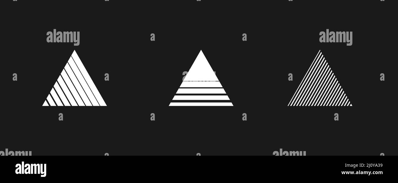 Set of retrowave design elements, triangles. Triangles with horizontal ...