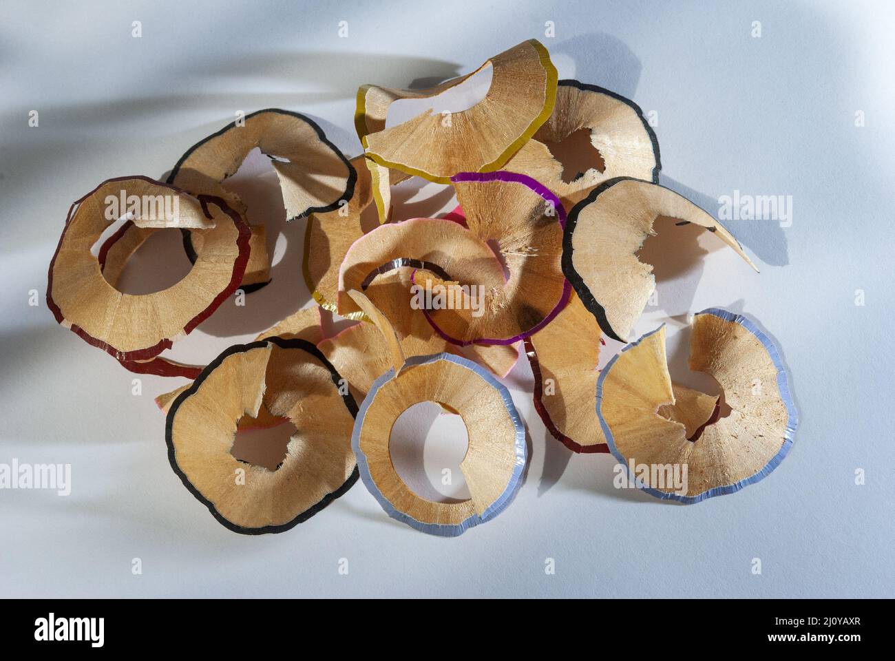 Trash obtained from sharpening crayons, waste of colorful wood Stock ...