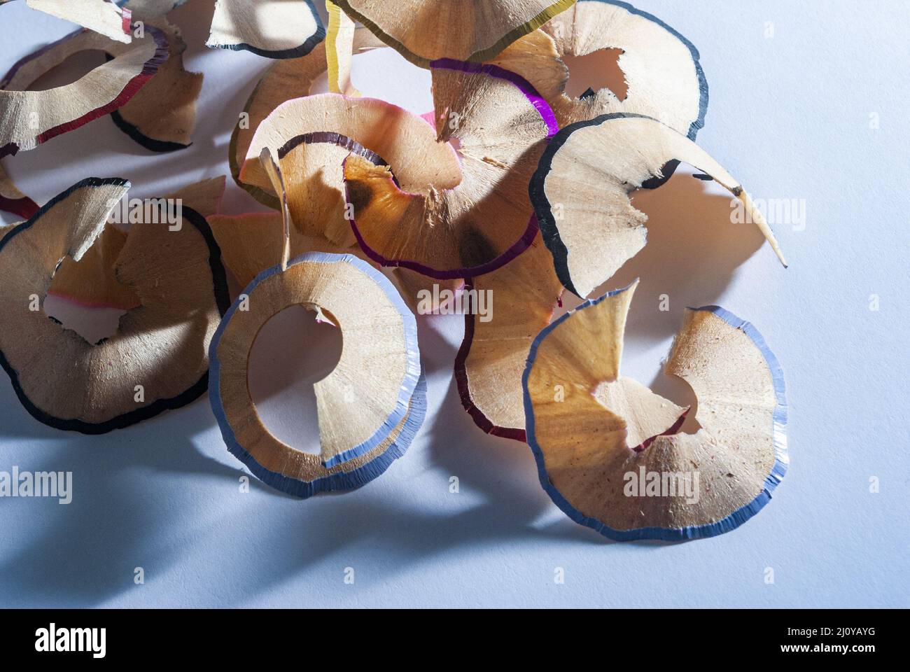 Trash obtained from sharpening crayons, waste of colorful wood Stock ...