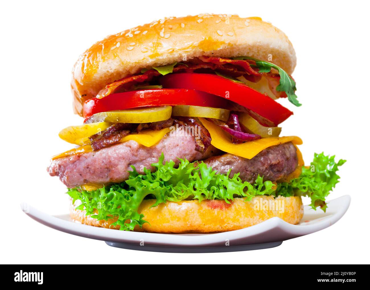 Nutritious double cheese burger Stock Photo - Alamy