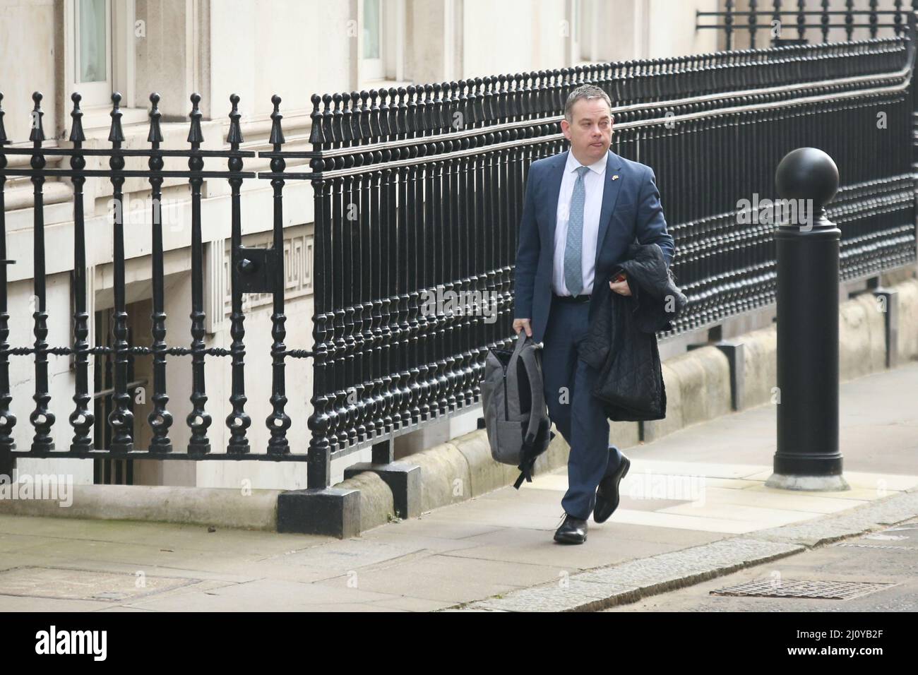 Minister of State (Minister without Portfolio) Nigel Adams arrives in ...