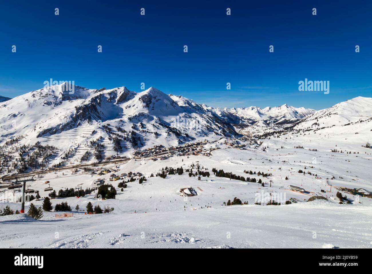 Panoramic view of Austrian ski region of Hintertux Glacier in the ...