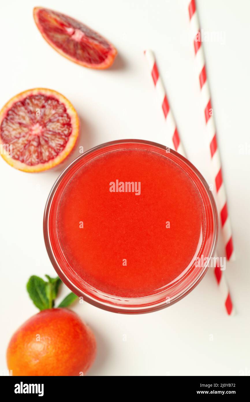 Concept of fresh drink with red orange juice Stock Photo - Alamy
