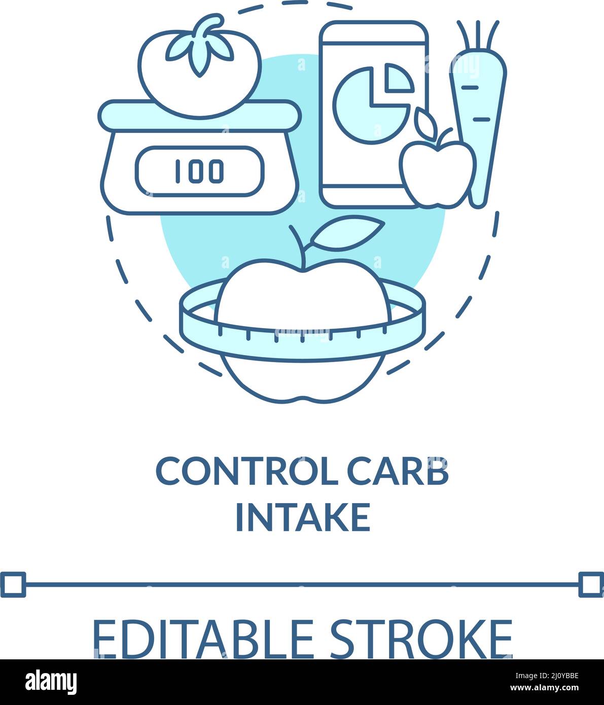 Control carb intake turquoise concept icon Stock Vector Image & Art - Alamy