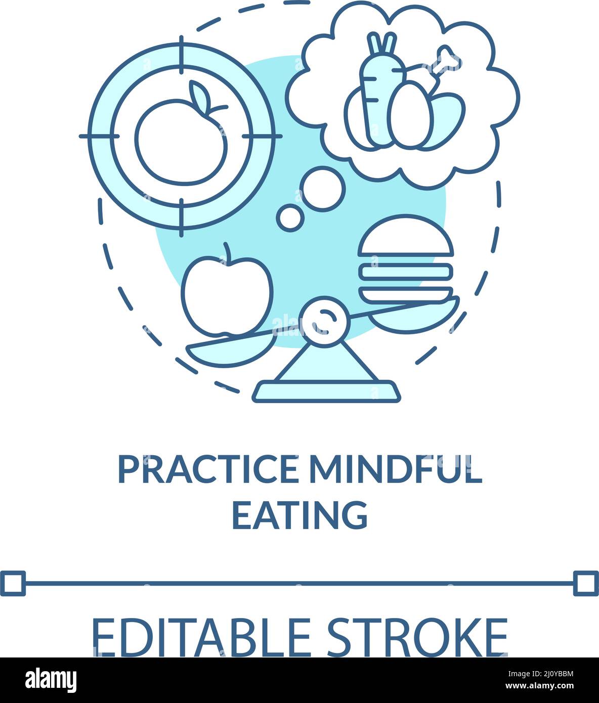 Practice mindful eating turquoise concept icon Stock Vector Image & Art ...