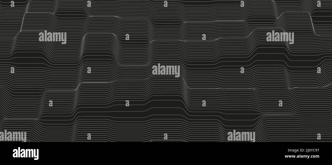 Monochrome sound line waves abstract background . Distorted line shapes ...