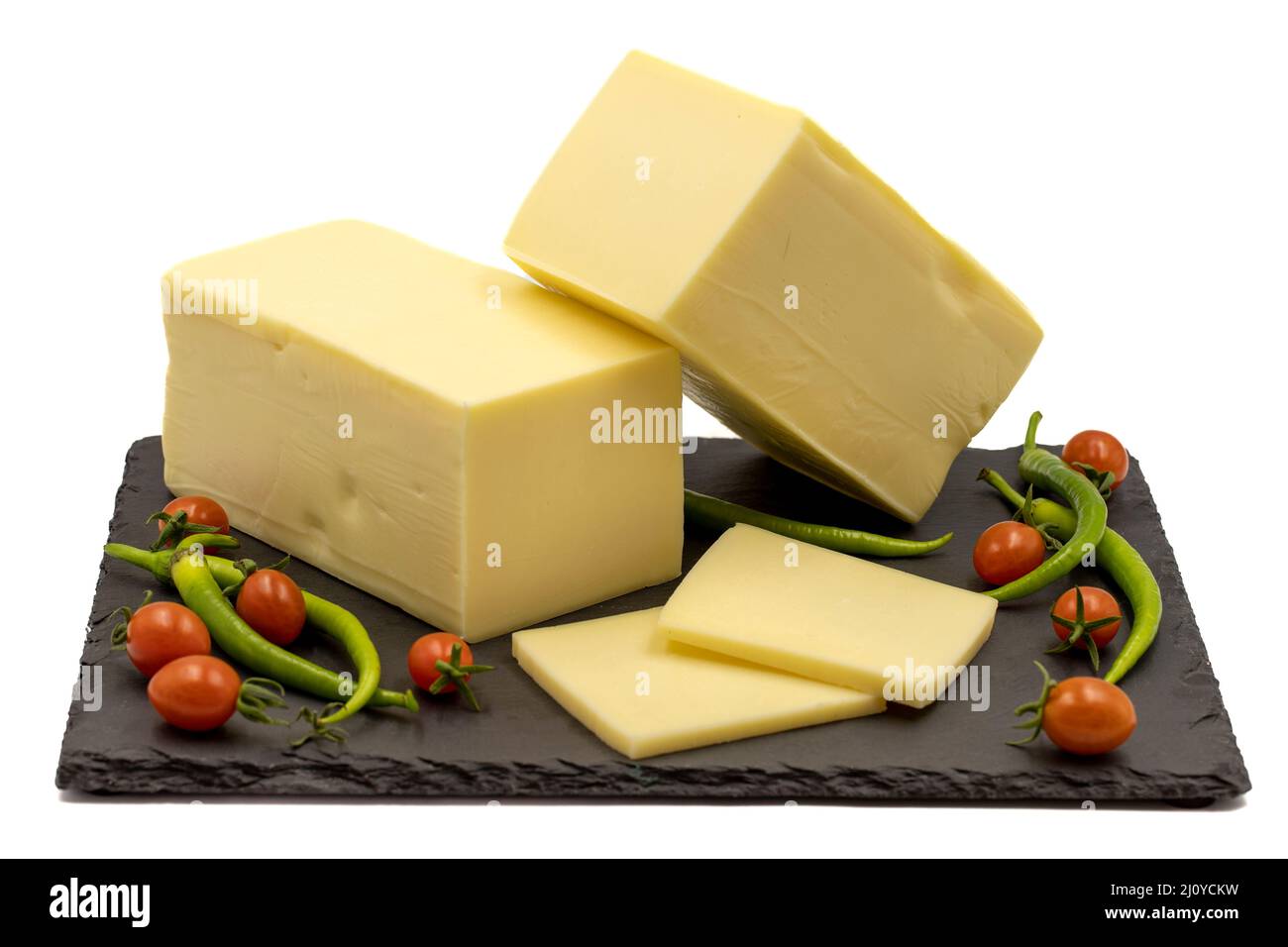 Cheddar cheese or kashkaval cheese isolated on white background. Cheese ...