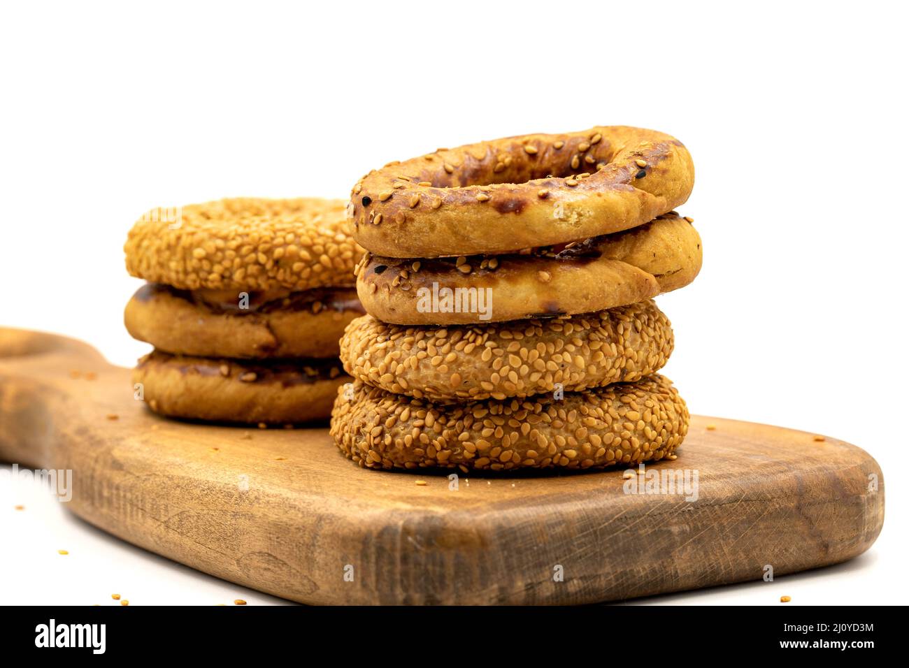 Traditional Turkish Sesame Rings Kandil Simidi isolated on a white ...