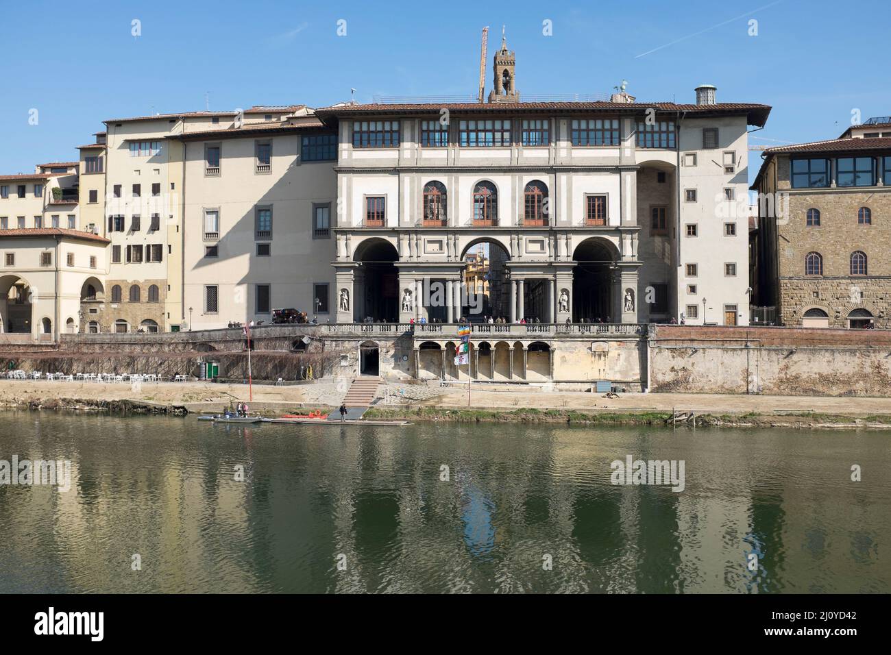 View across the River Arno to the Uffizi Gallery in Florence Italy Stock Photo - Alamy