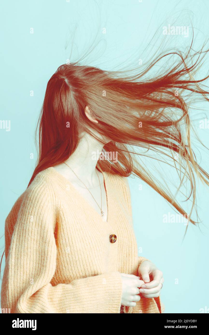 Woman blow windy fantasy hi-res stock photography and images - Alamy