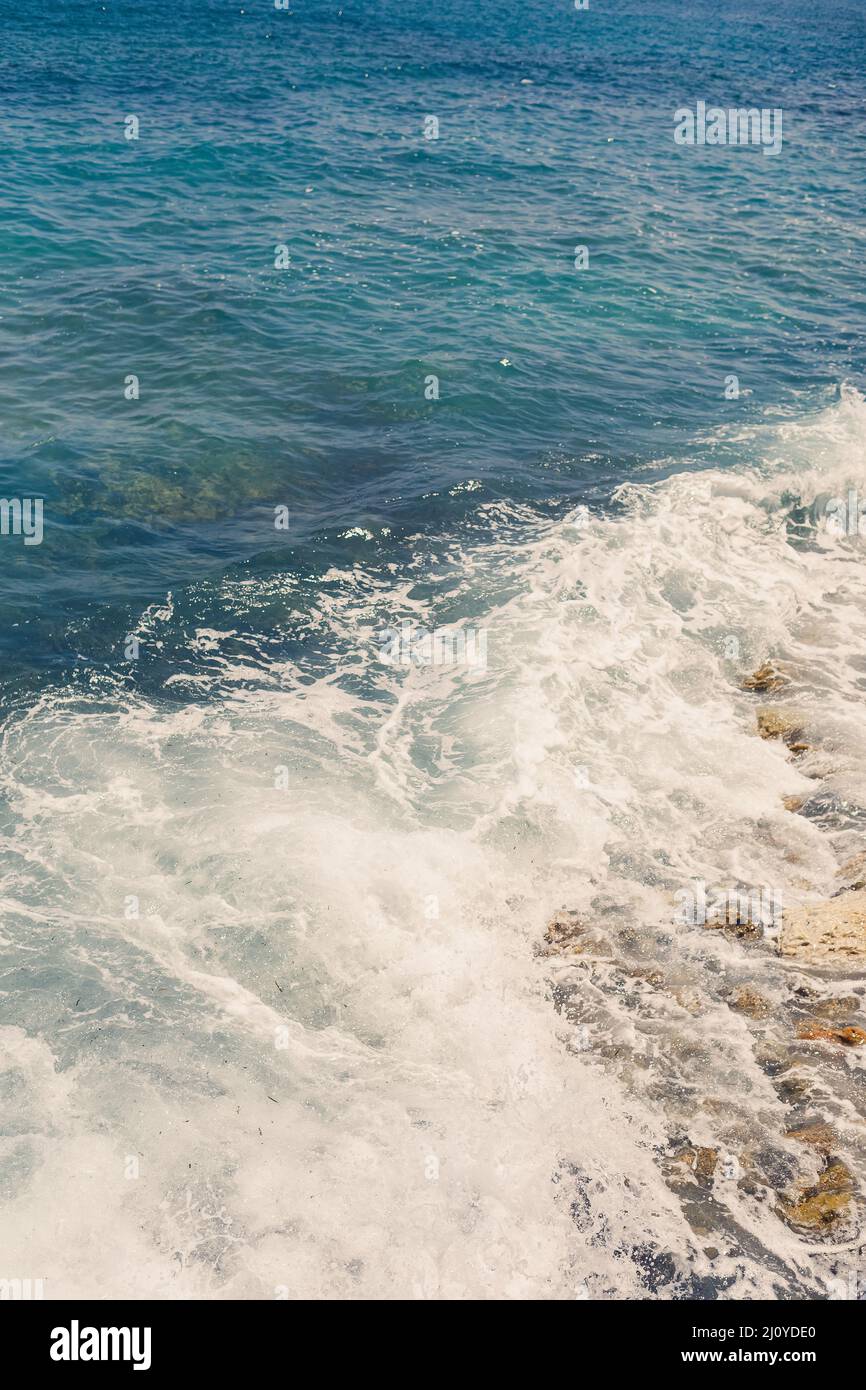 Beautiful views of the sea waves on a sunny summer day. Troubled Sea ...