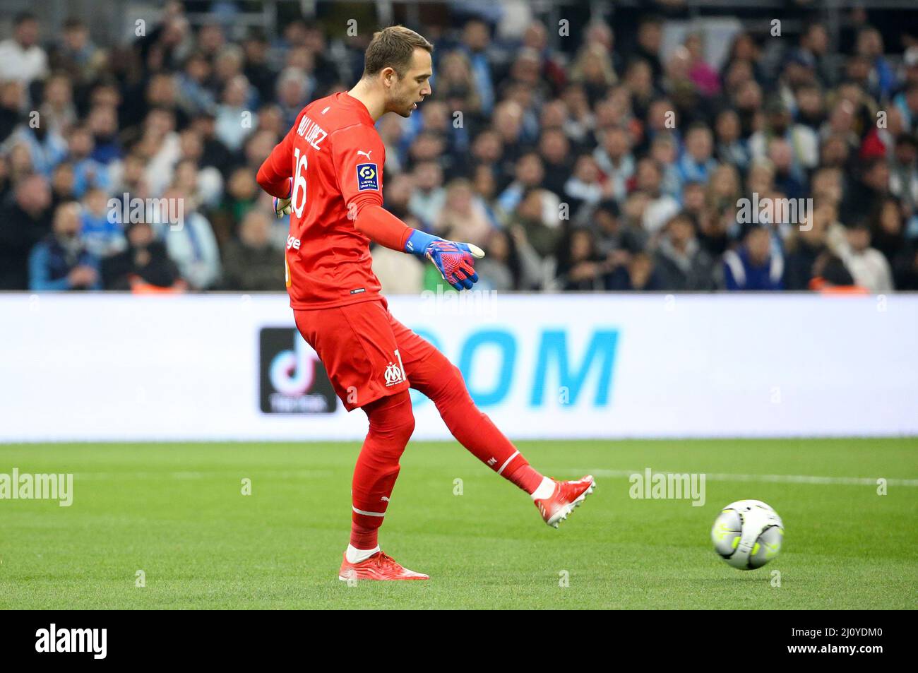 Goalkeeper of Marseille Pau Lopez during the French championship Ligue ...