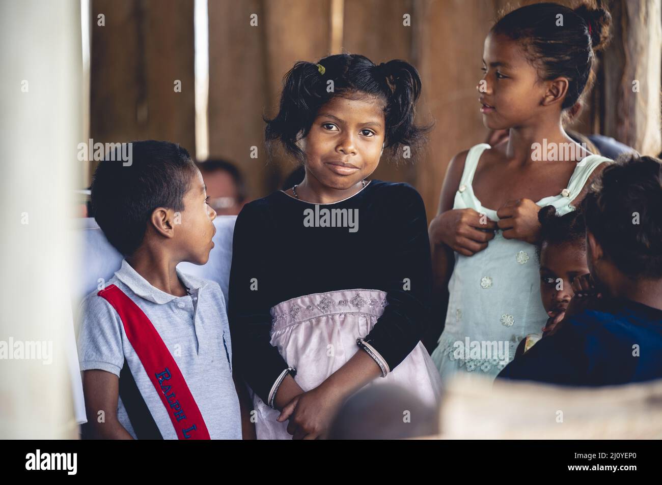 Group of happy children in a small village in Honduras Stock Photo - Alamy