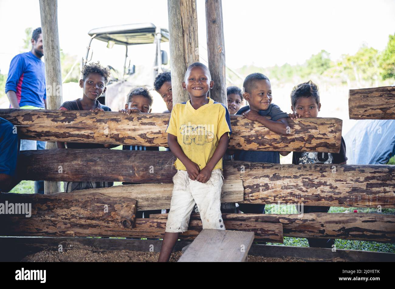 Group of happy children in a small village in Honduras Stock Photo - Alamy