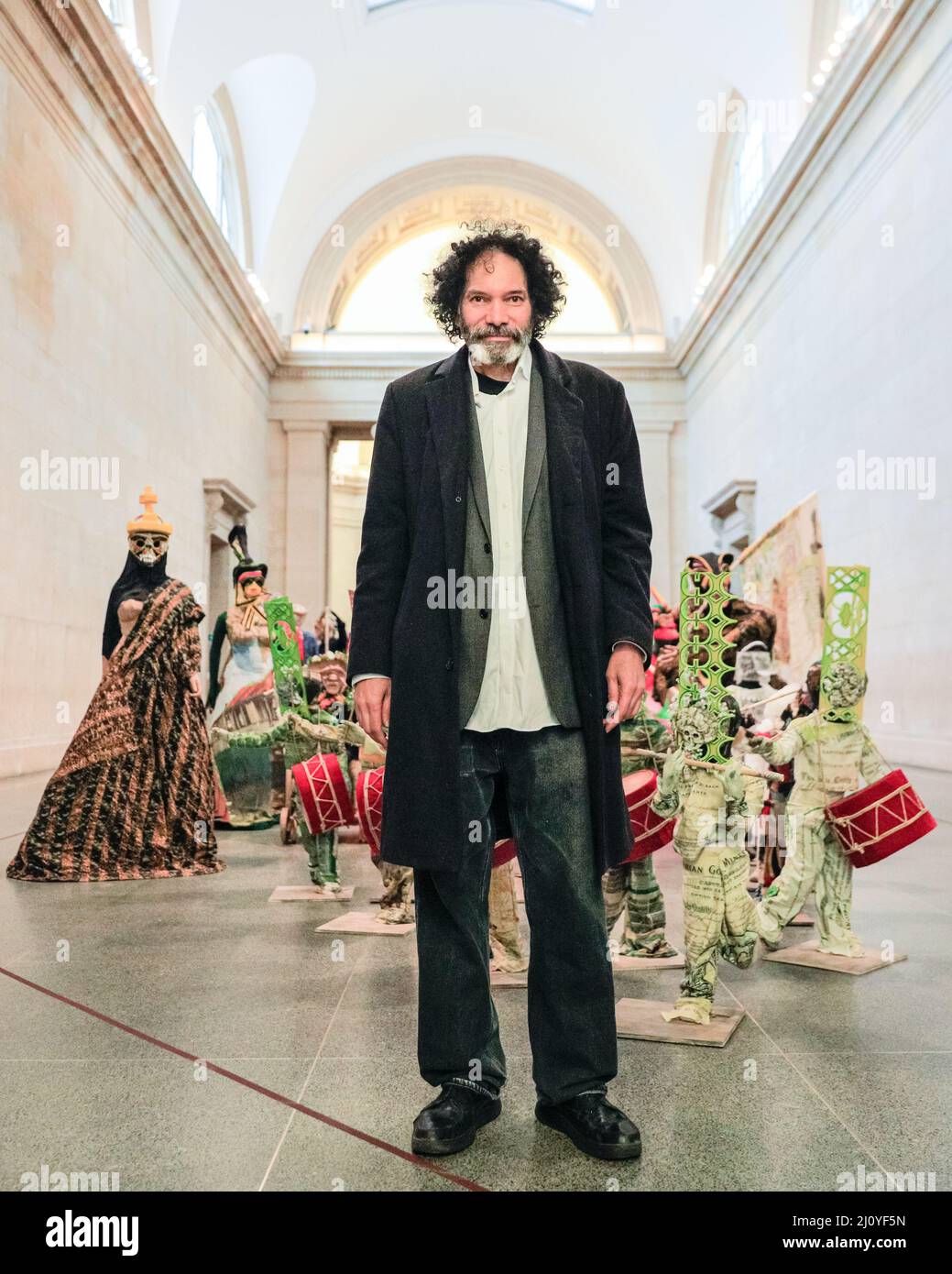 London, UK, 21st March 2022. Artist Hew Locke in front of "The ...
