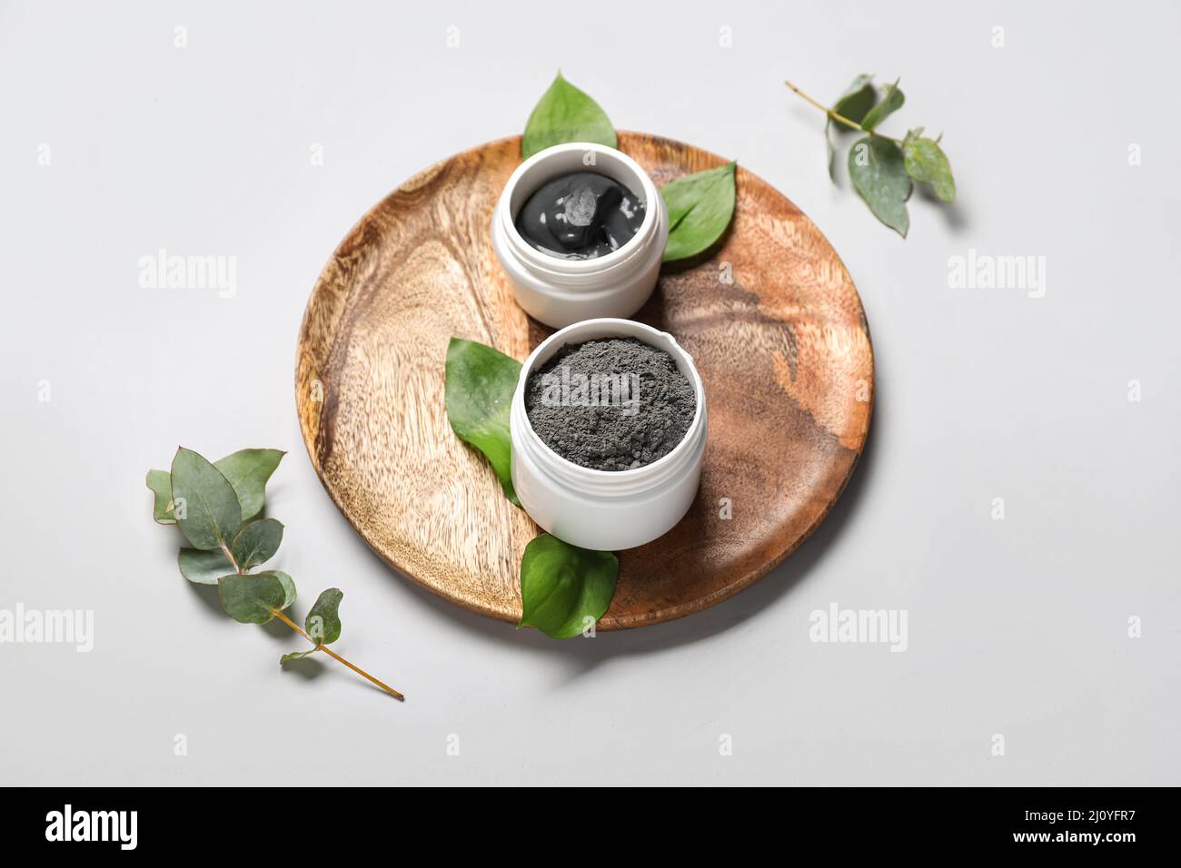 Composition with jars of activated carbon facial mask, powder and ...