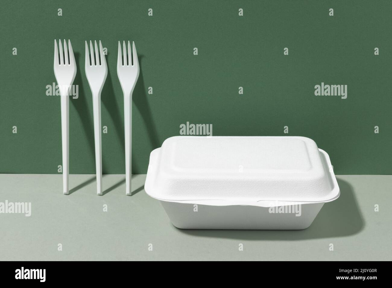 White plastic forks fast food container. High quality photo Stock Photo ...