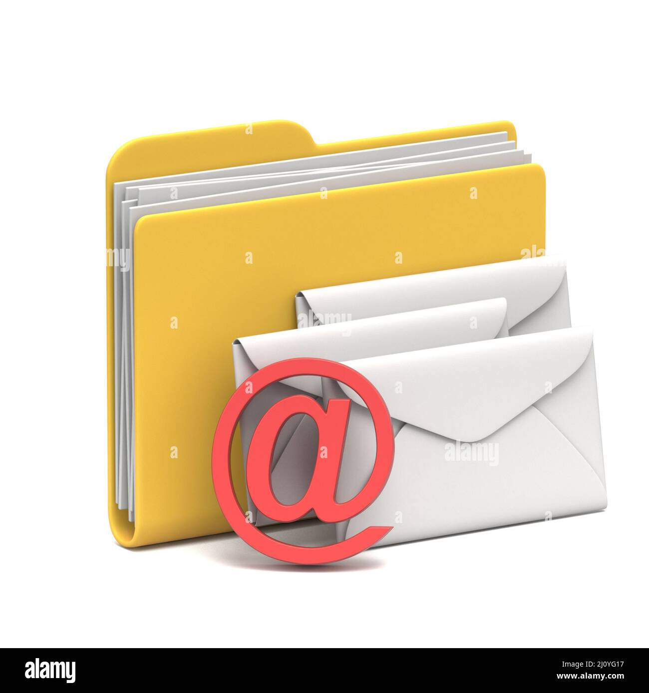 Yellow folder icon Mails 3D Stock Photo - Alamy
