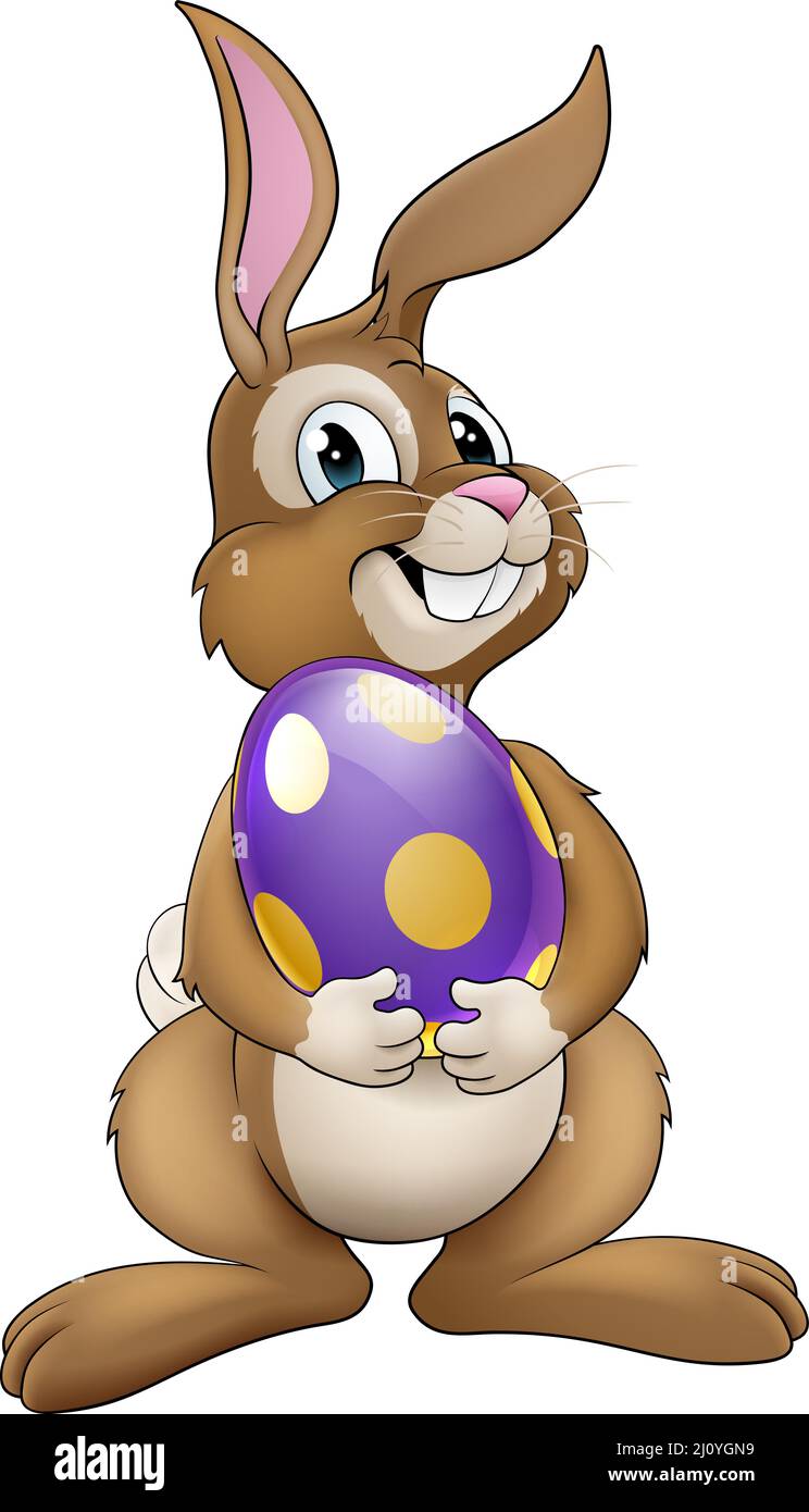 Easter Bunny Cartoon Rabbit With Giant Egg Stock Vector Image & Art - Alamy