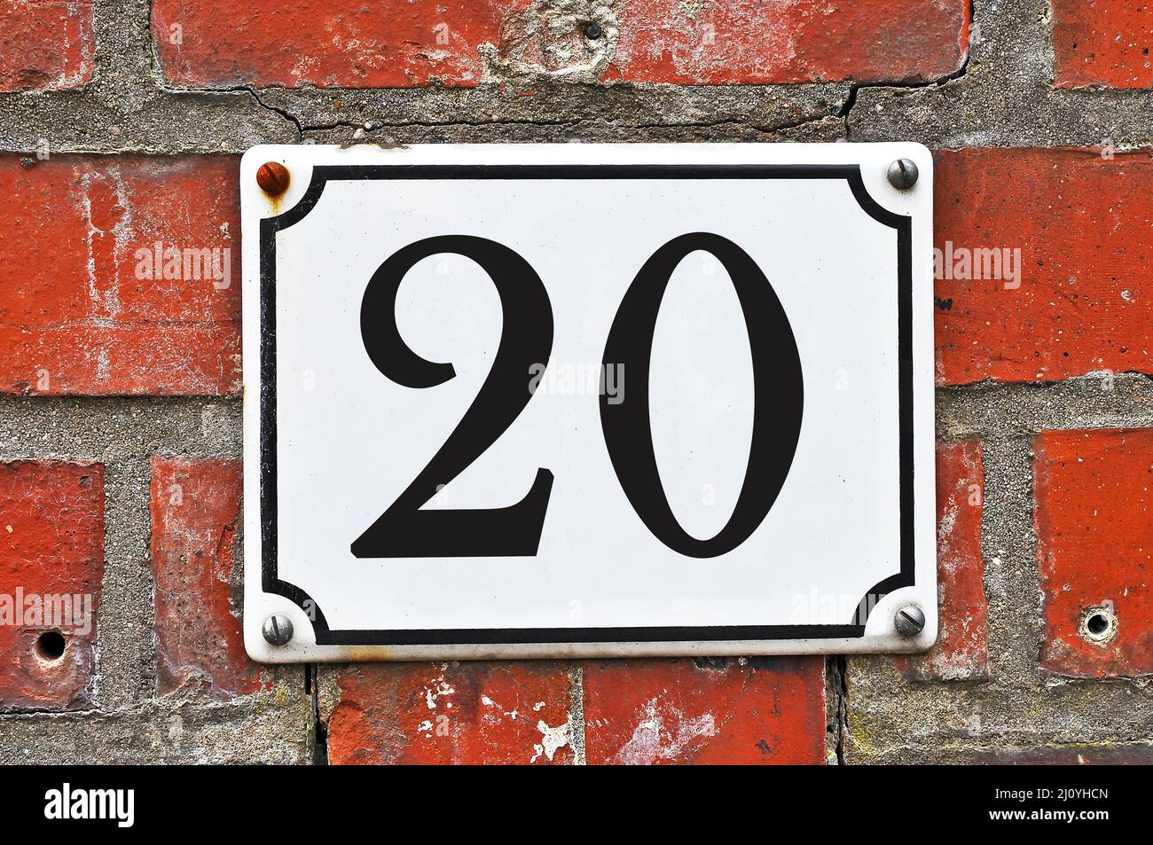 White house number plaque, showing the number twenty Stock Photo - Alamy