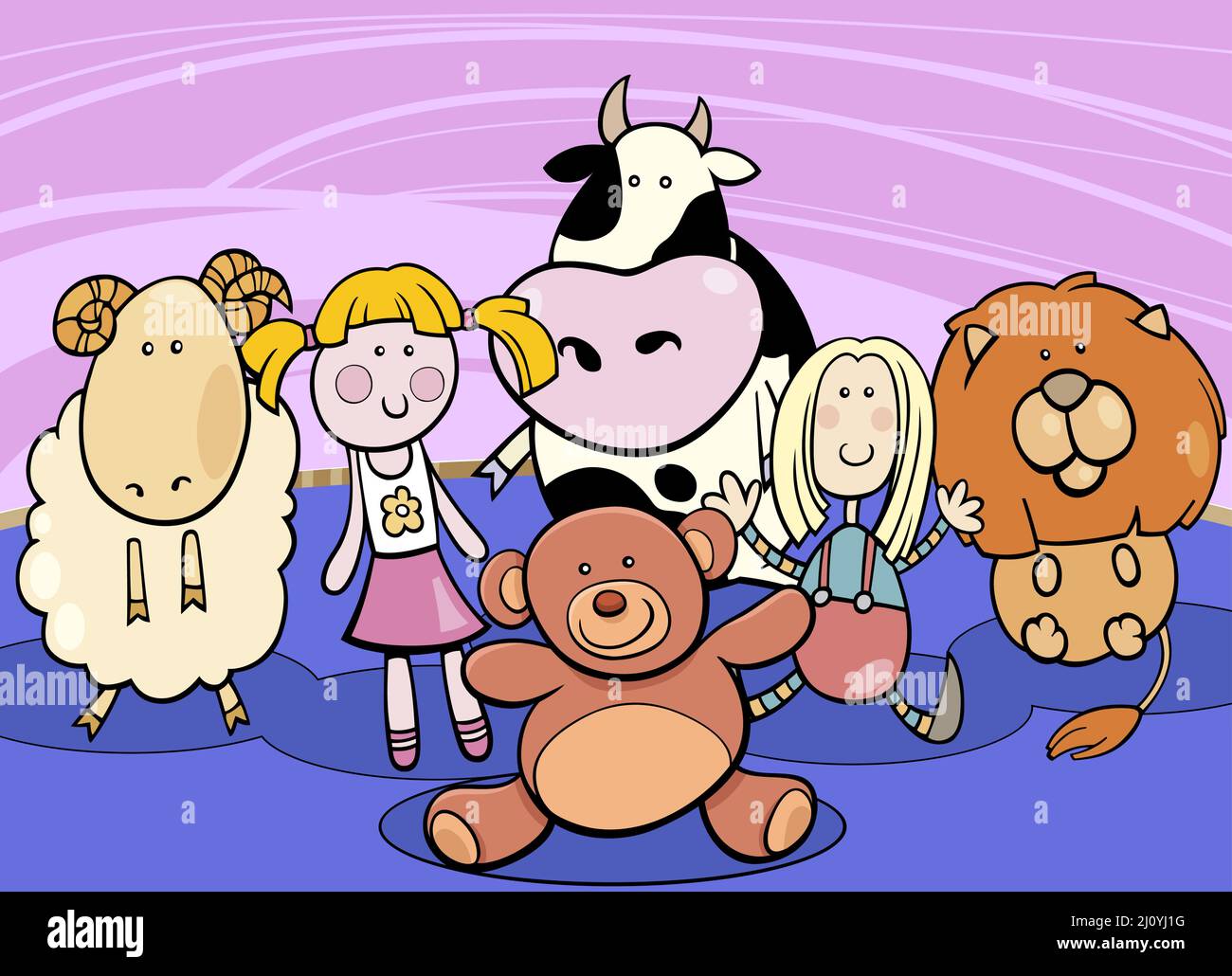 Cartoon illustration of toys objects characters group Stock Vector ...