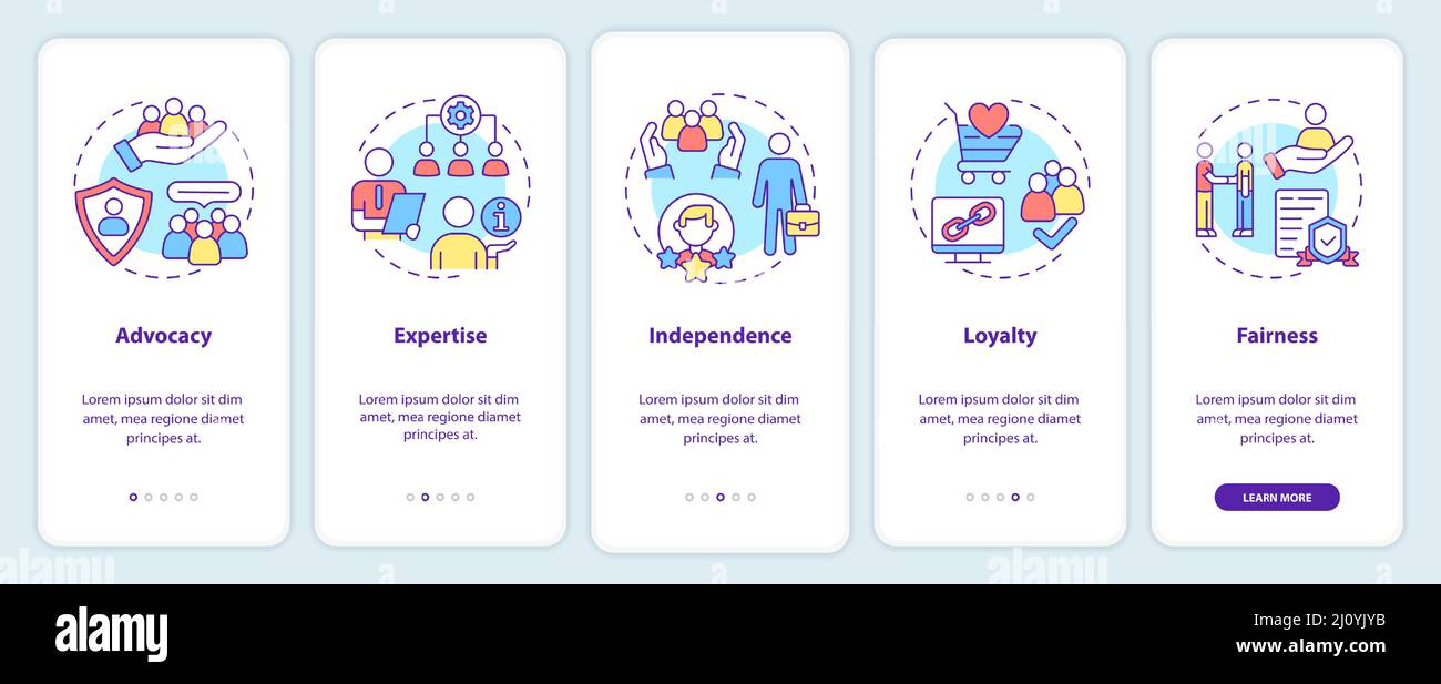 PR code of ethics onboarding mobile app screen Stock Vector Image & Art ...