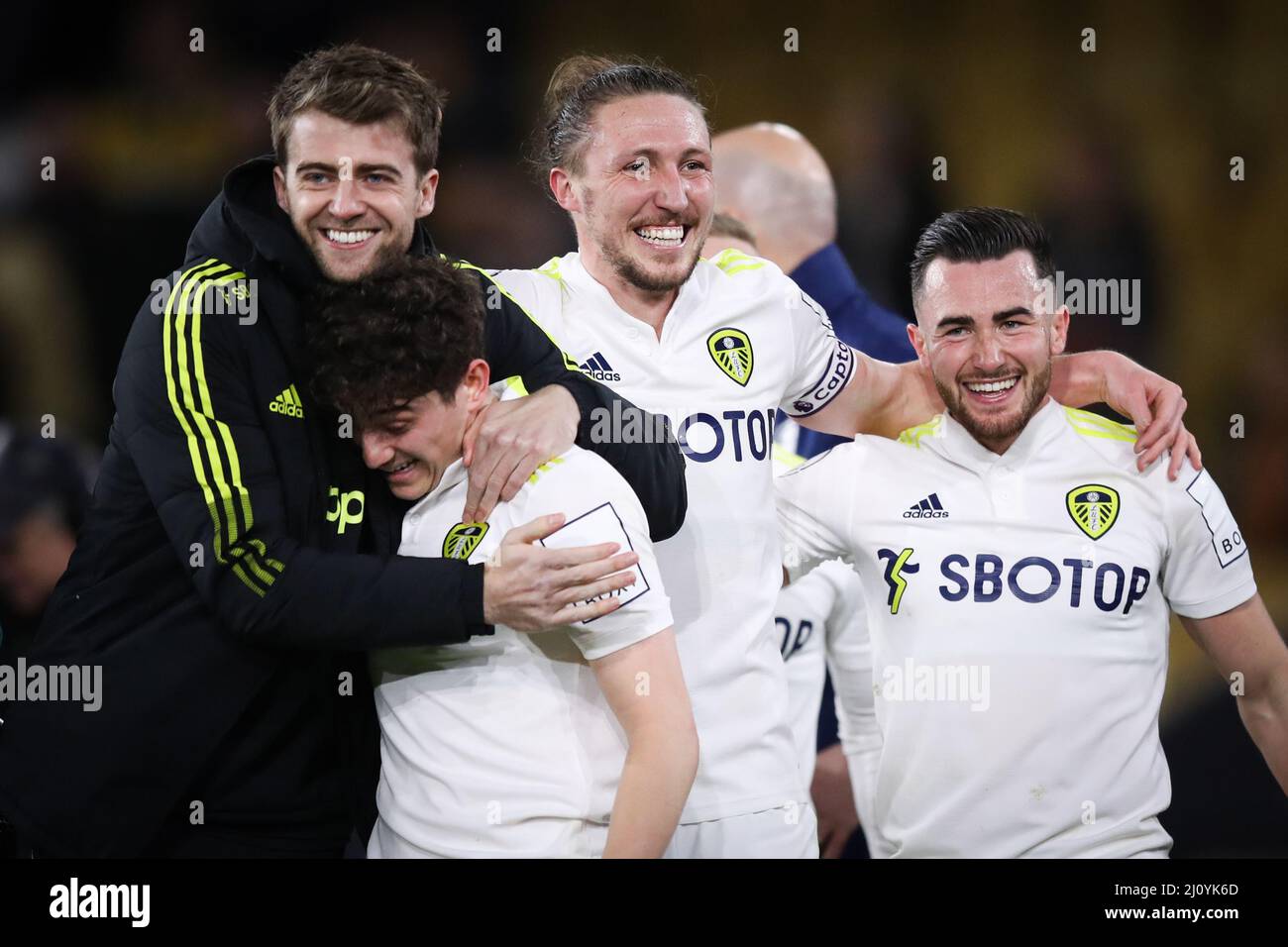 Left to right, Leeds United's Patrick Bamford, Daniel James, Luke ...
