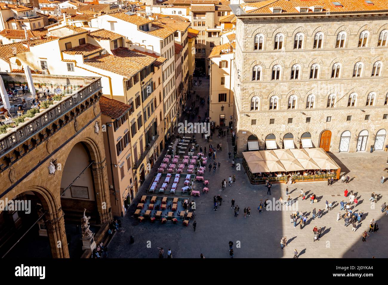 Top view on crowded Signoria square in Florence Stock Photo - Alamy