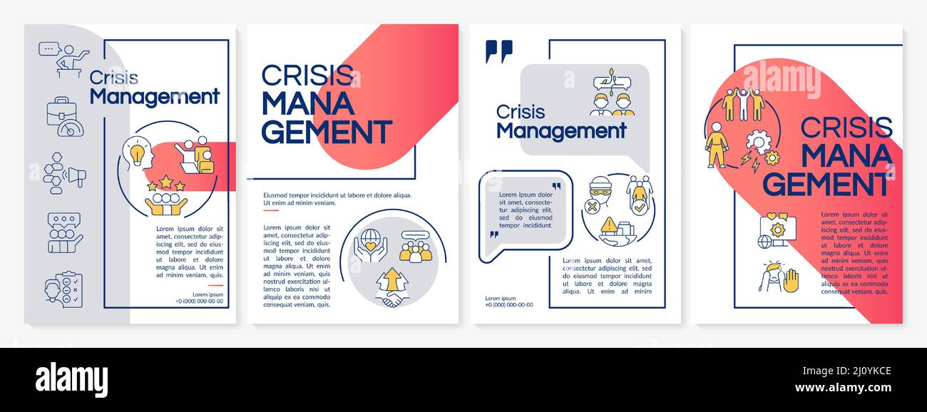 Crisis management red and grey brochure template Stock Vector Image ...