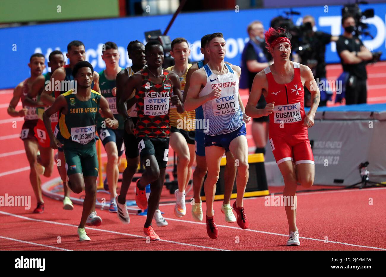 Belgrade, Serbia, 18th March 2022. Jordan Gusman of Malta, Marc Scott ...