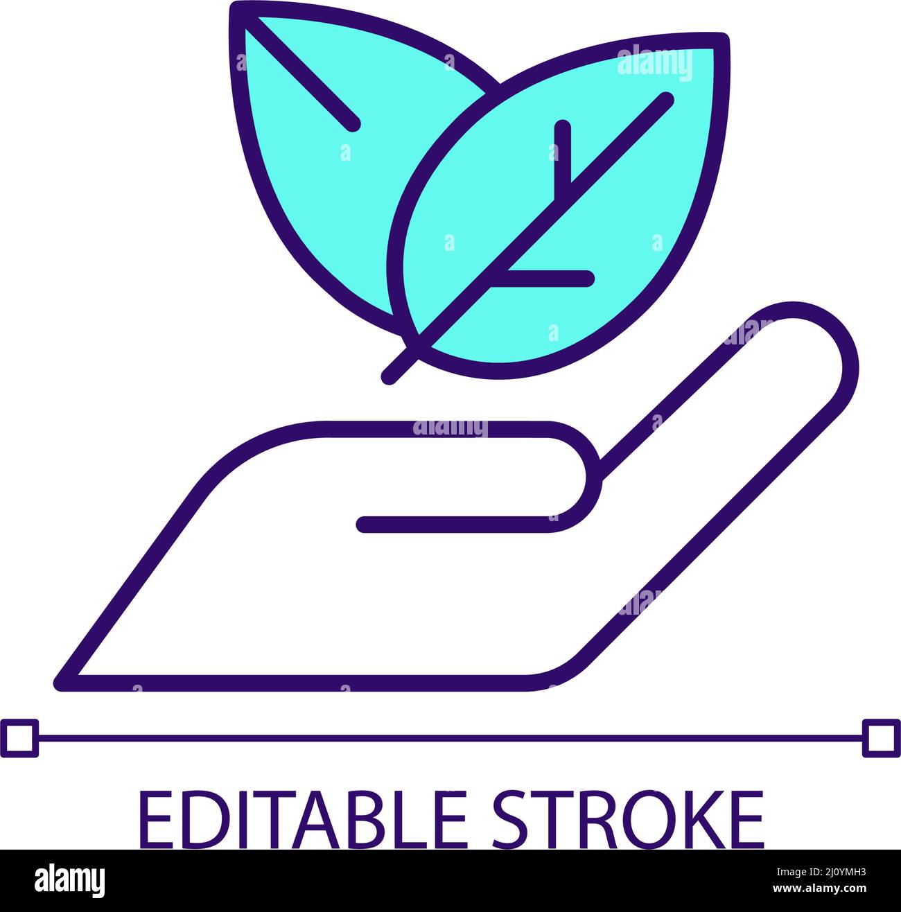 Hand with leaves RGB color icon Stock Vector Image & Art - Alamy