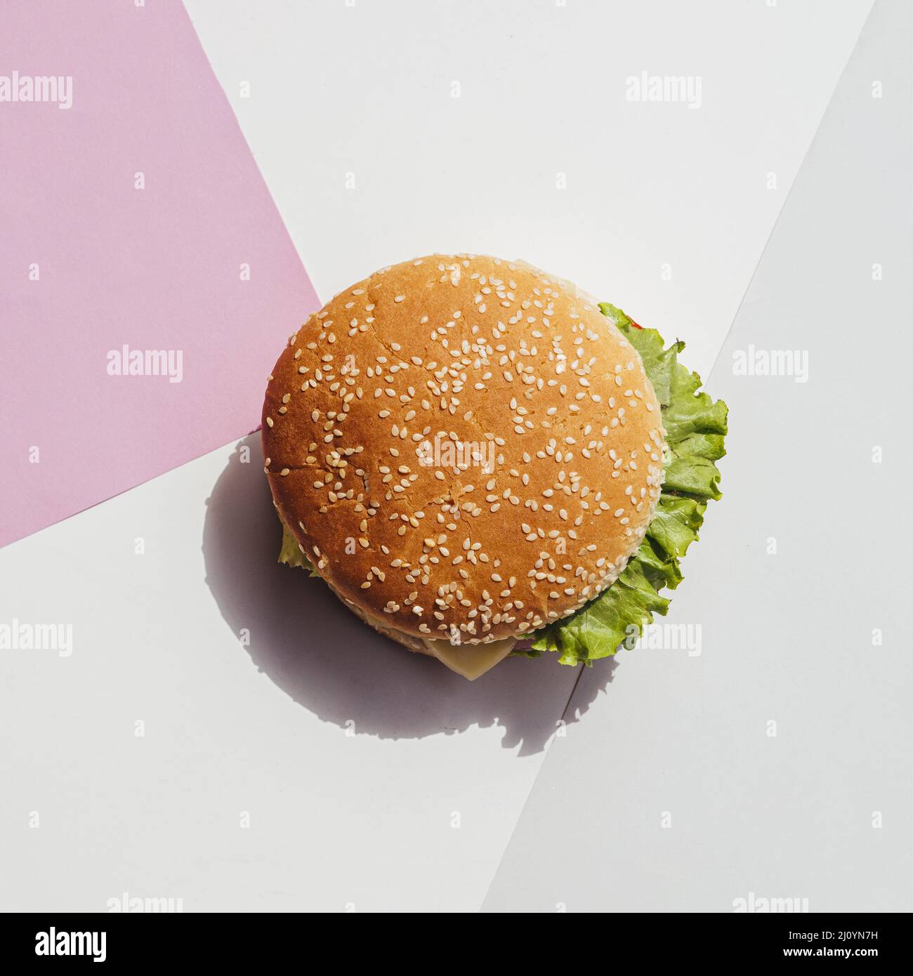 Flat lay burger simple background. High quality photo Stock Photo - Alamy