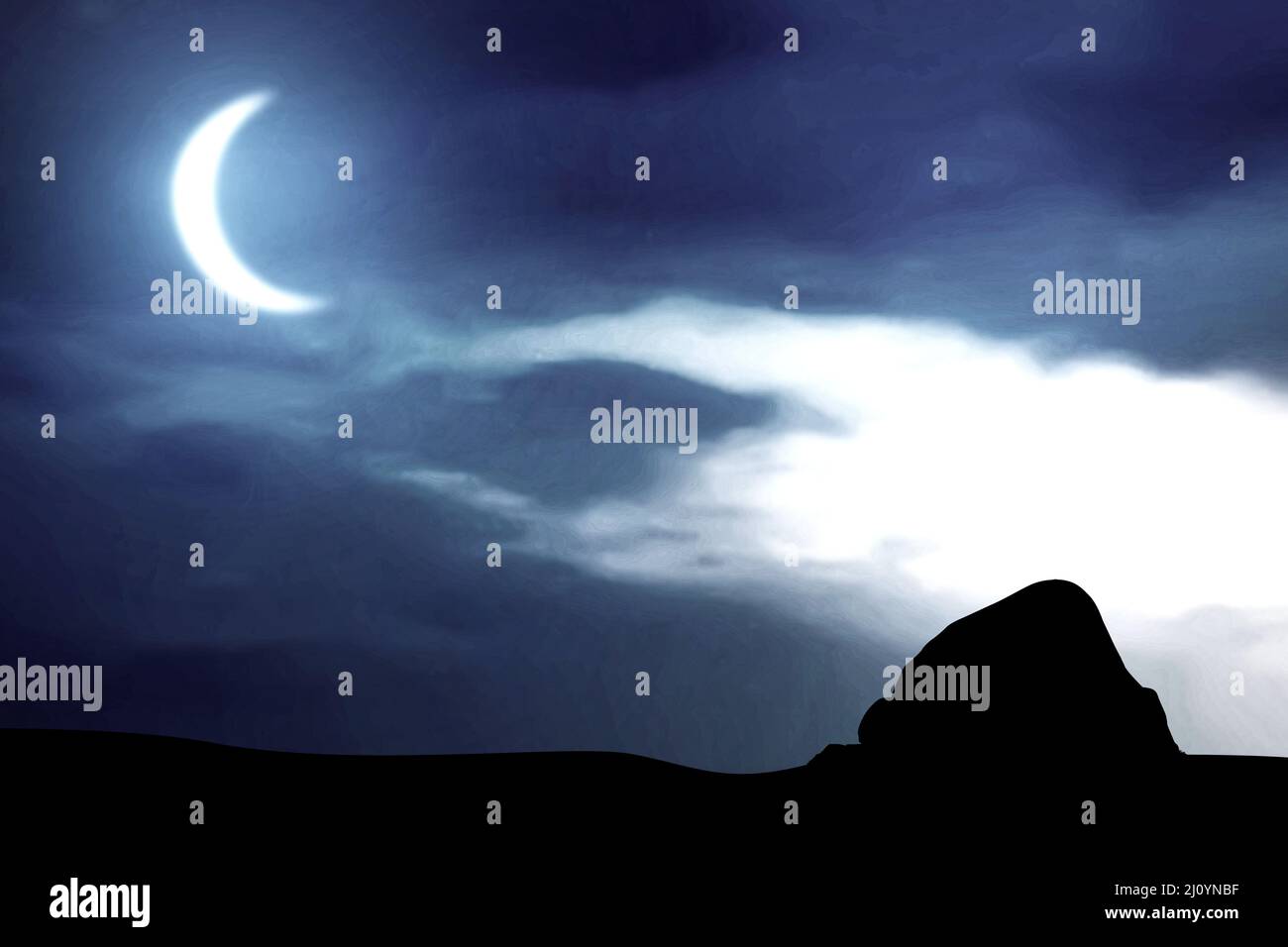 Silhouette of Muslim woman in veil in praying position (salat) with the ...